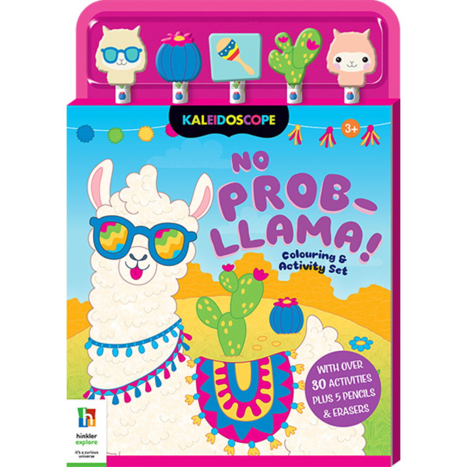 5 Pencil and Eraser Set: No Prob-llama Colouring & Activity Set ...