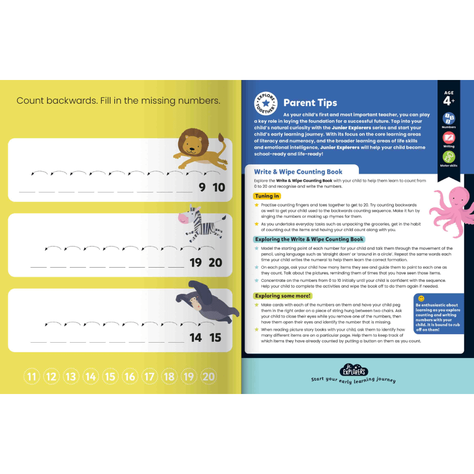 Junior Explorers Write & Wipe Book: Counting – CuriousUniverse